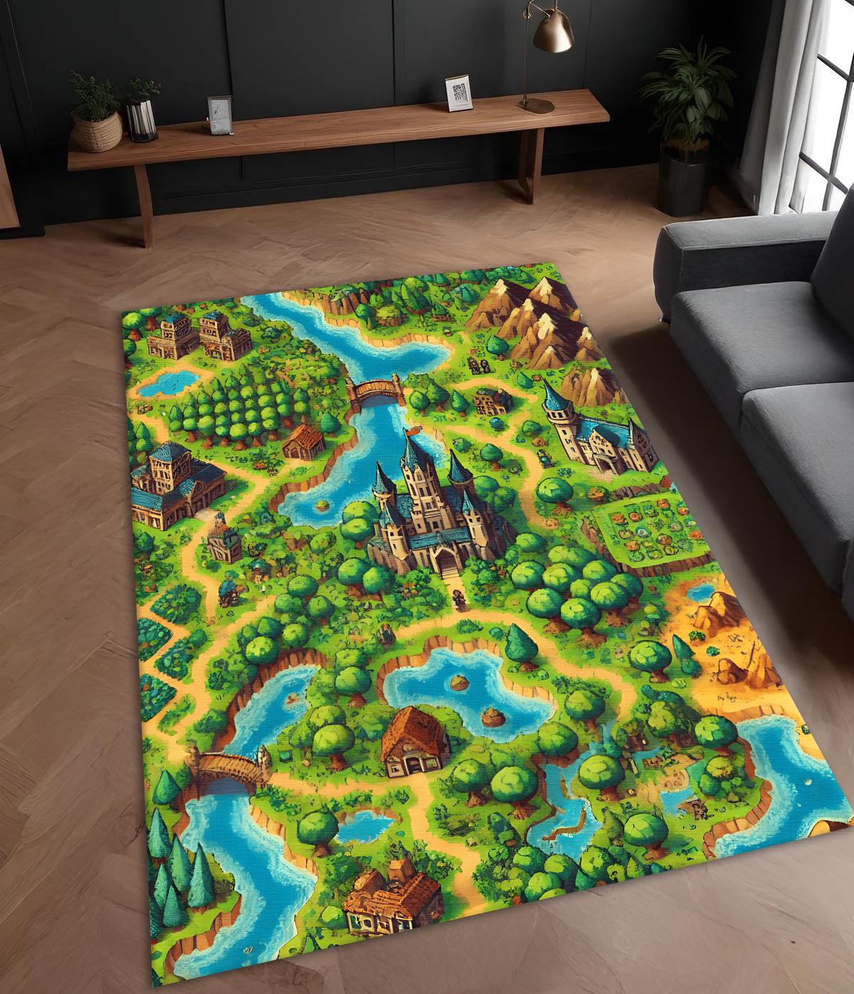 Pixel Art Game Map Rug: RPG Fantasy Adventure Decor - Etsy