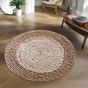 Braided Rope Print Round Rug: Rustic Farmhouse Cottagecore Style - Etsy