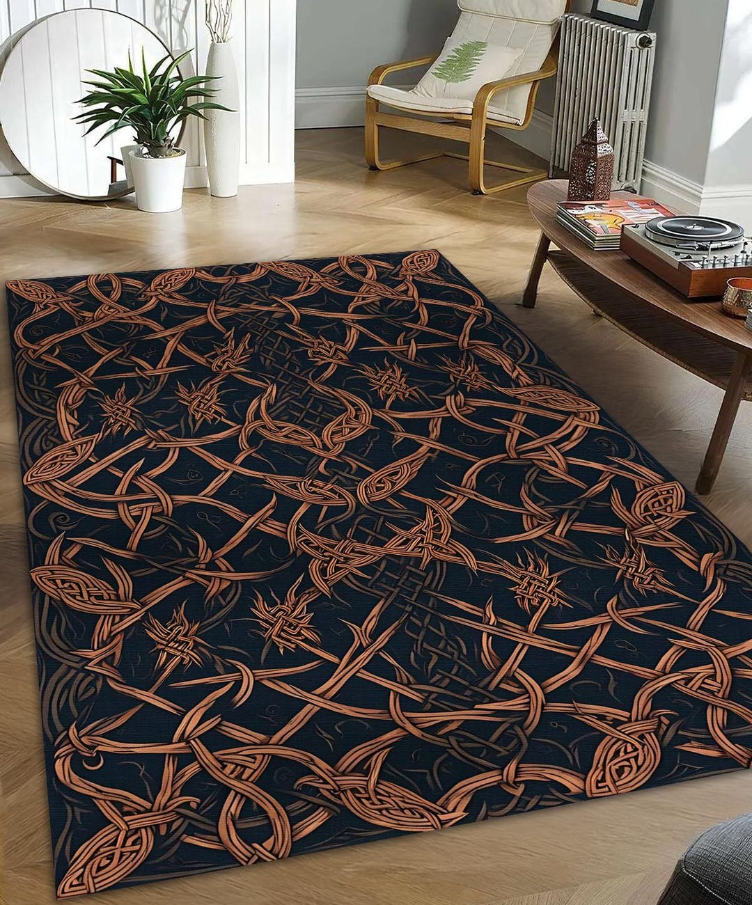 Celtic Knot Rug - Dark Gothic & Viking-inspired Area Carpet - Intricate ...