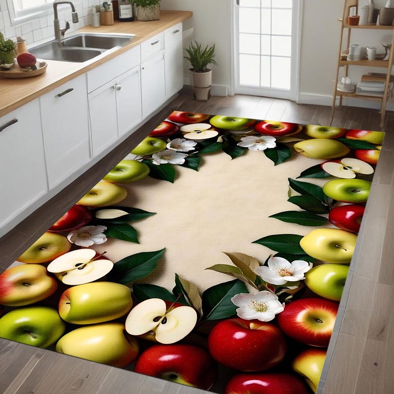 Apple Kitchen Rug: Vibrant Fruit-themed Non-slip Floor Mat - Etsy