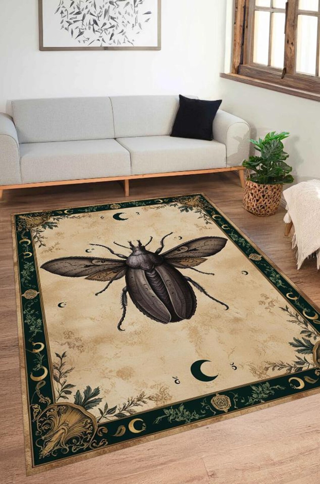 Gothic Beetle Rug - Insect Themed Carpet - Dark Boho Mystic Decor ...