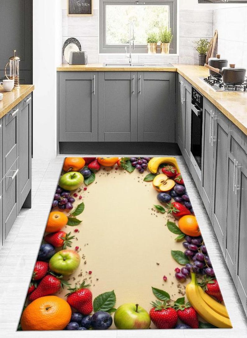 Fruit Kitchen Rug - Colorful Food Themed Carpet - Fresh Market Decor ...