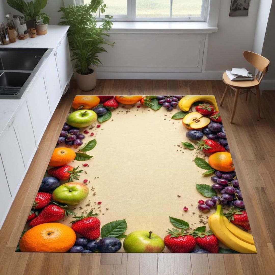 Fruit Kitchen Rug - Colorful Food Themed Carpet - Fresh Market Decor ...