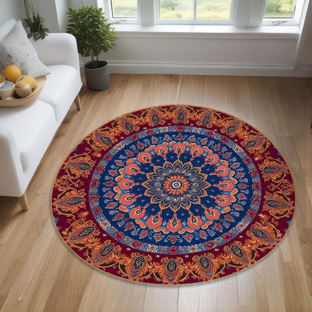 Bohemian Mandala Round Rug: Persian Medallion Décor - Etsy