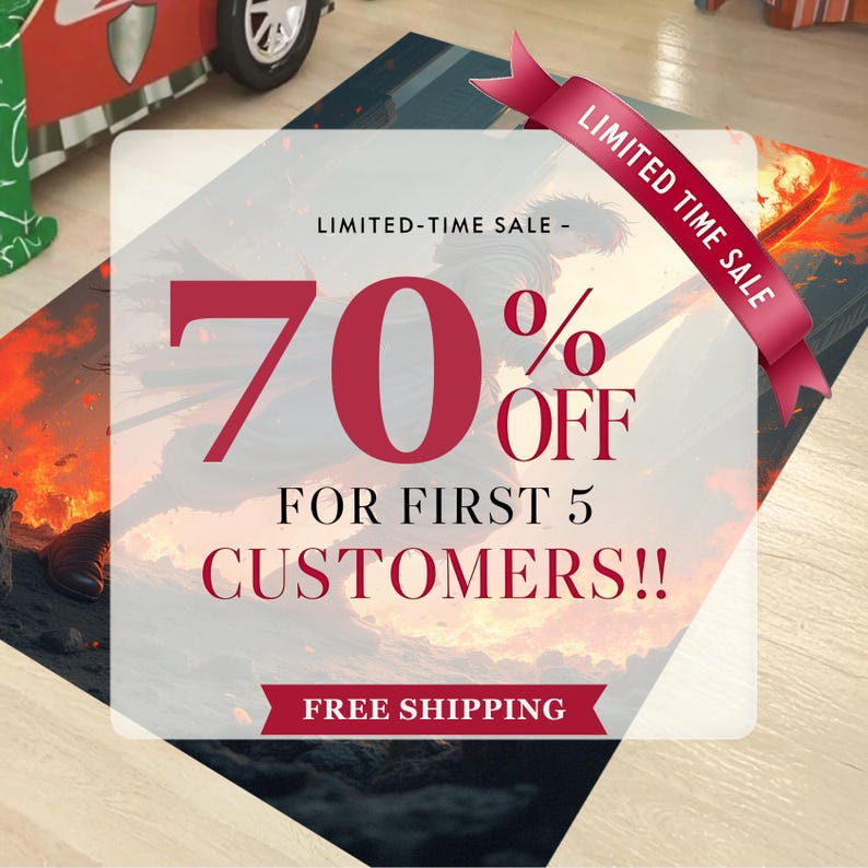 Anime Samurai Rug: Fiery Battle Scene, Non-slip Floor Mat - Etsy