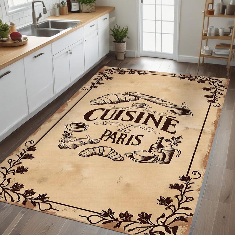 French Bistro Kitchen Rug: Vintage Cuisine De Paris Style - Etsy