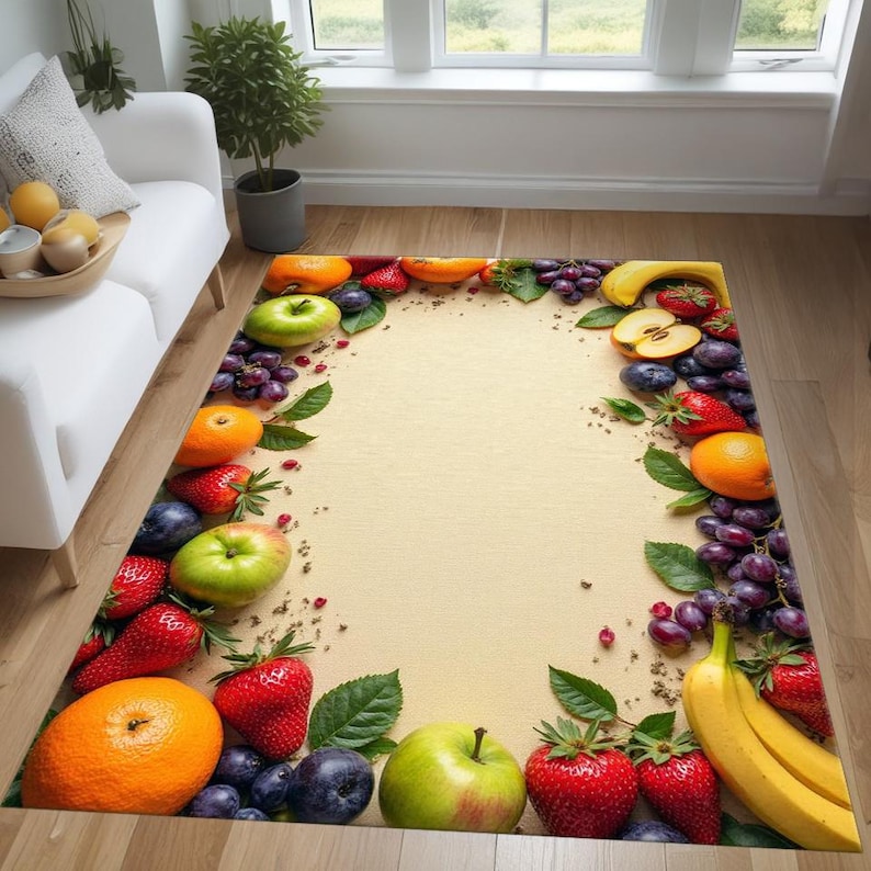 Fruit Kitchen Rug: Colorful Food Theme, Non-slip Washable Mat - Etsy