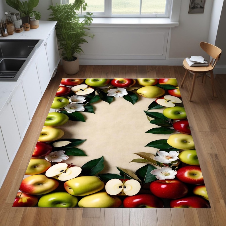 Apple Kitchen Rug: Vibrant Fruit-themed Non-slip Floor Mat - Etsy