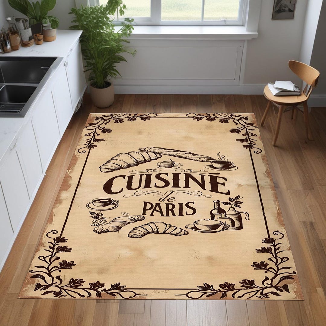 French Bistro Kitchen Rug: Vintage Cuisine De Paris Style - Etsy