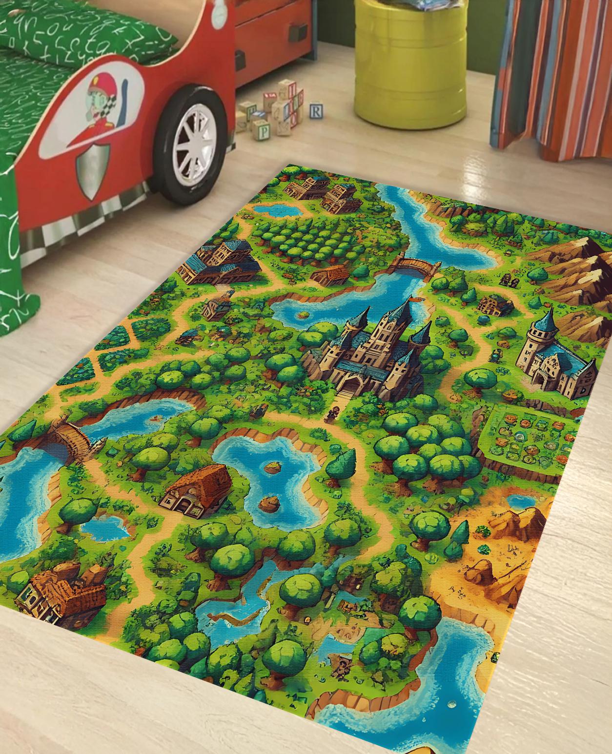 Pixel Art Game Map Rug: RPG Fantasy Adventure Decor - Etsy