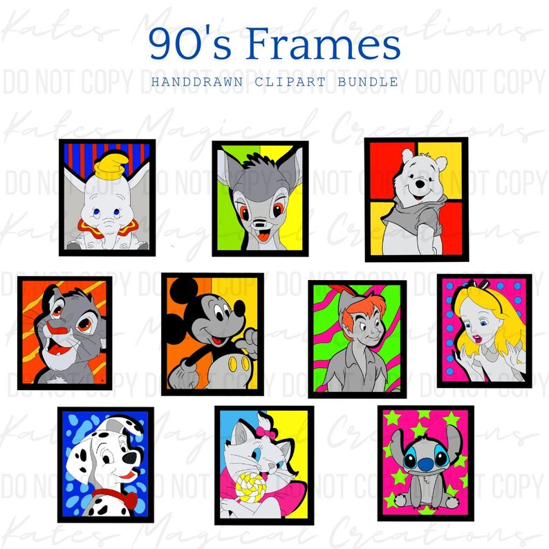 Disney 90's Frames Hand Drawn Clipart - Etsy