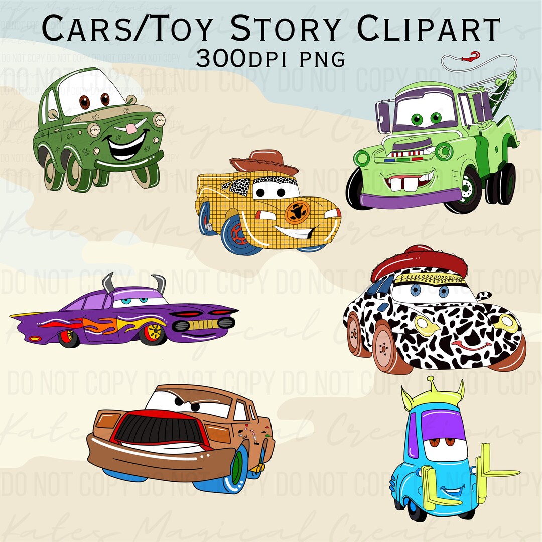 Cars Toy Story Mash up Hand Drawn Clipart - Etsy