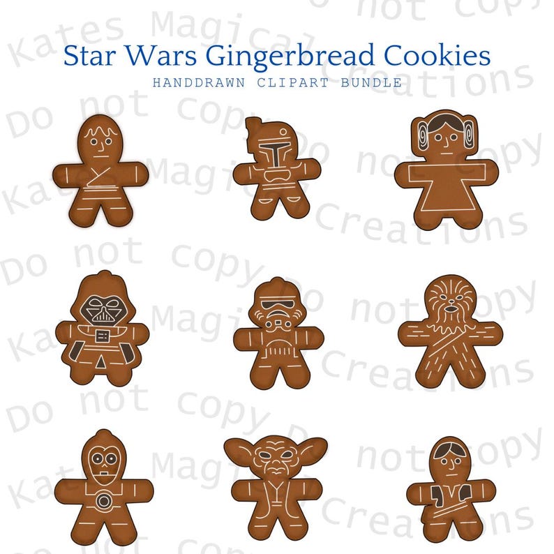 Star Wars Gingerbread Hand Drawn Clipart - Etsy