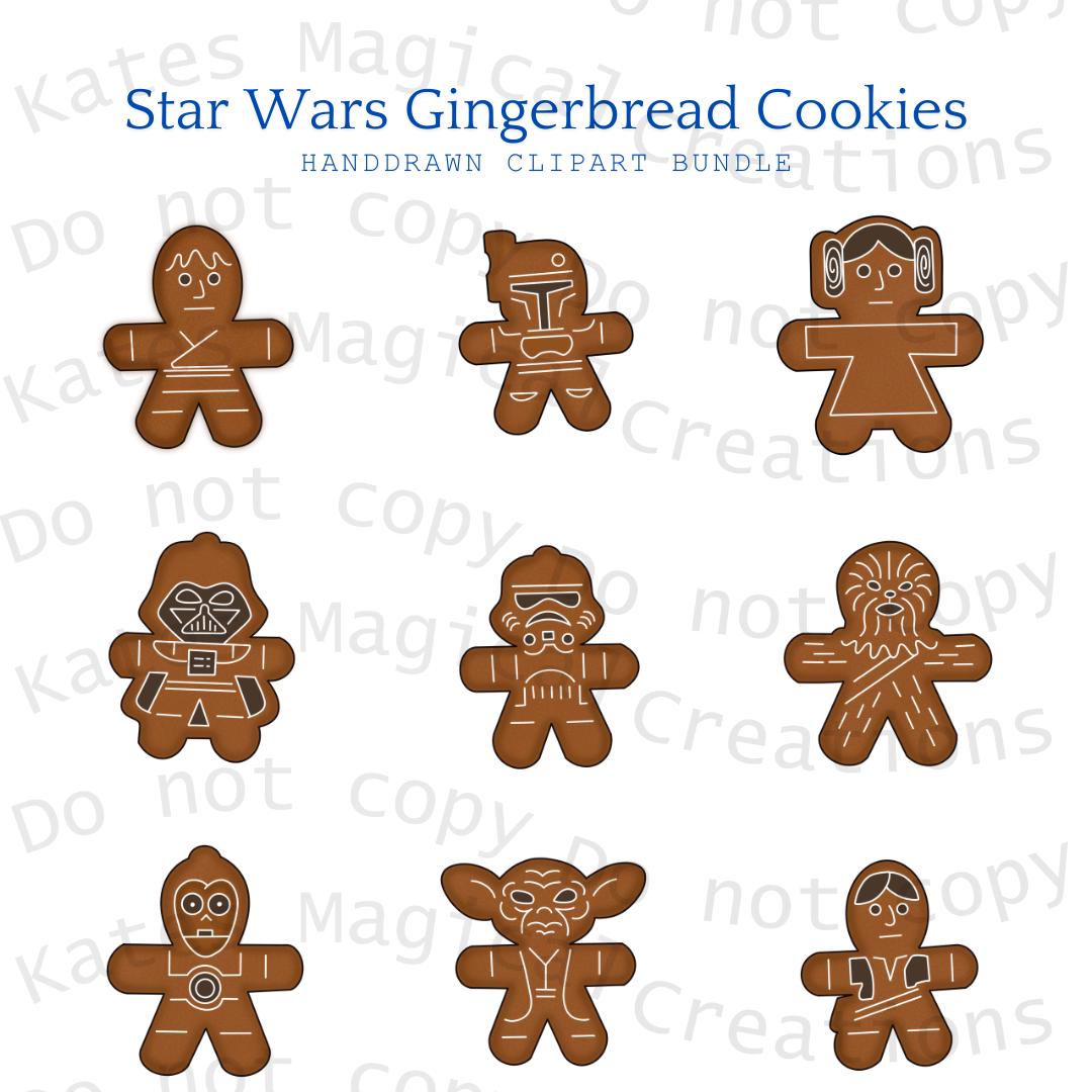 Star Wars Gingerbread Hand Drawn Clipart - Etsy