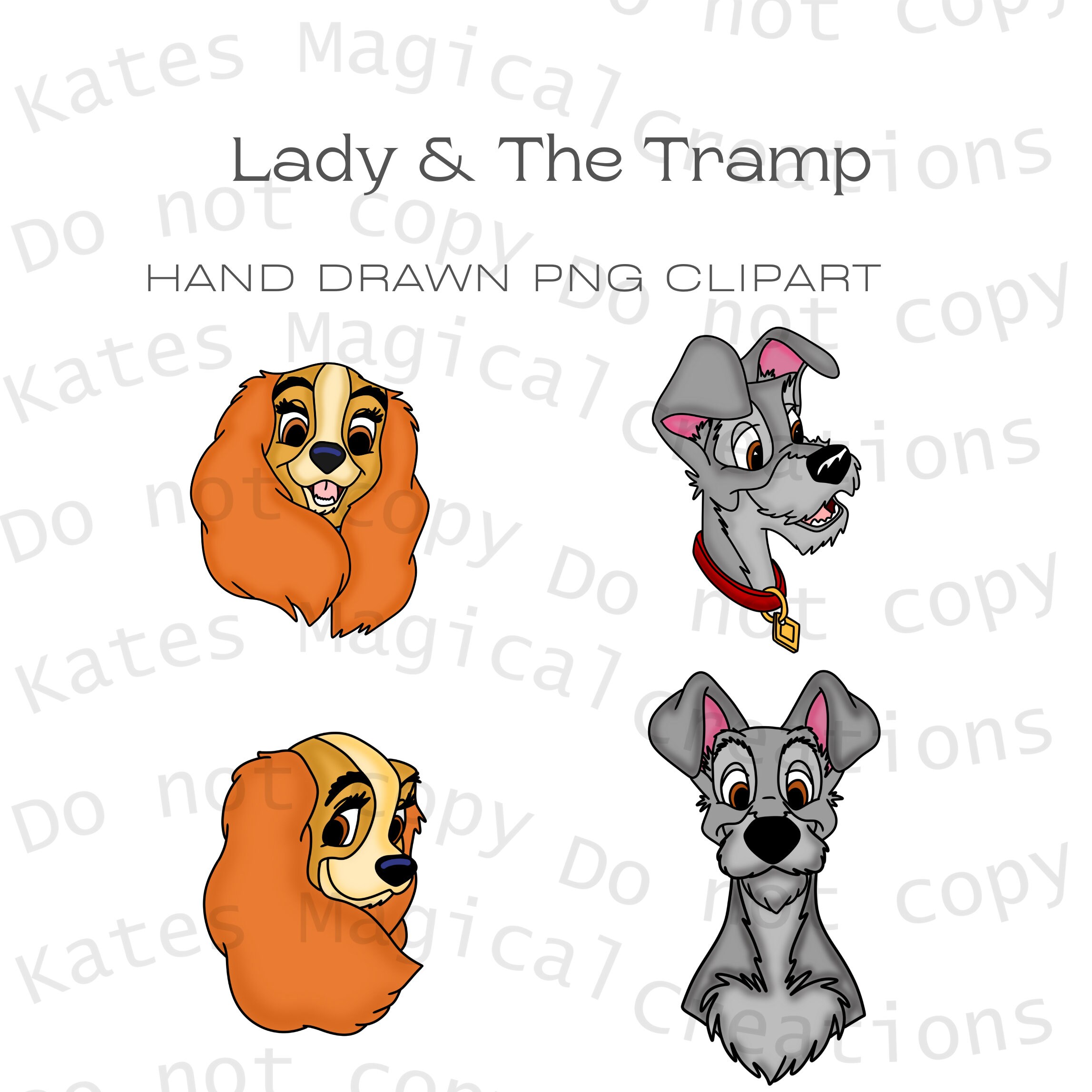 Lady & Tramp Hand Drawn Clipart - Etsy
