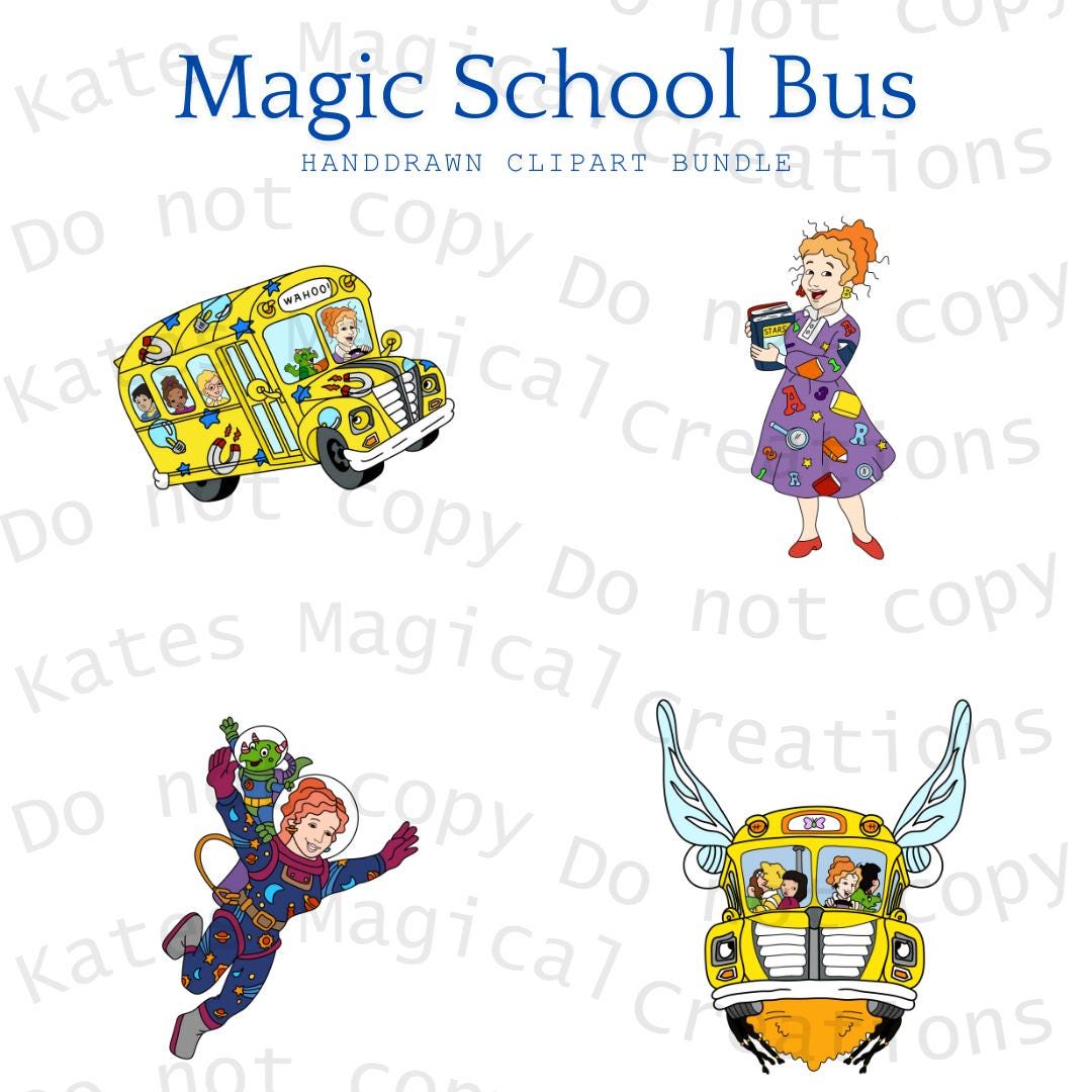 Magic School Bus Hand Drawn Clipart - Etsy