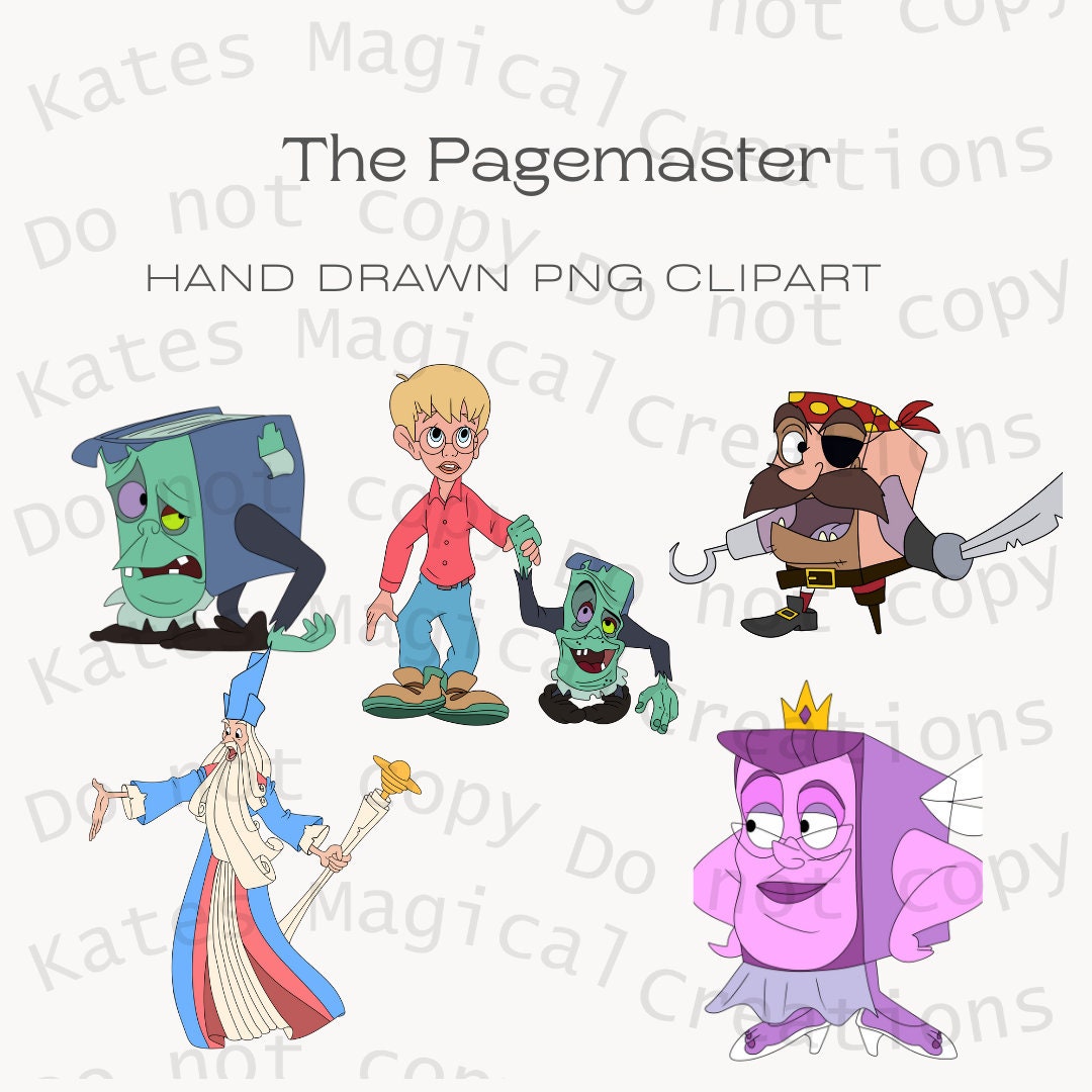 The Pagemaster Hand Drawn Clipart - Etsy