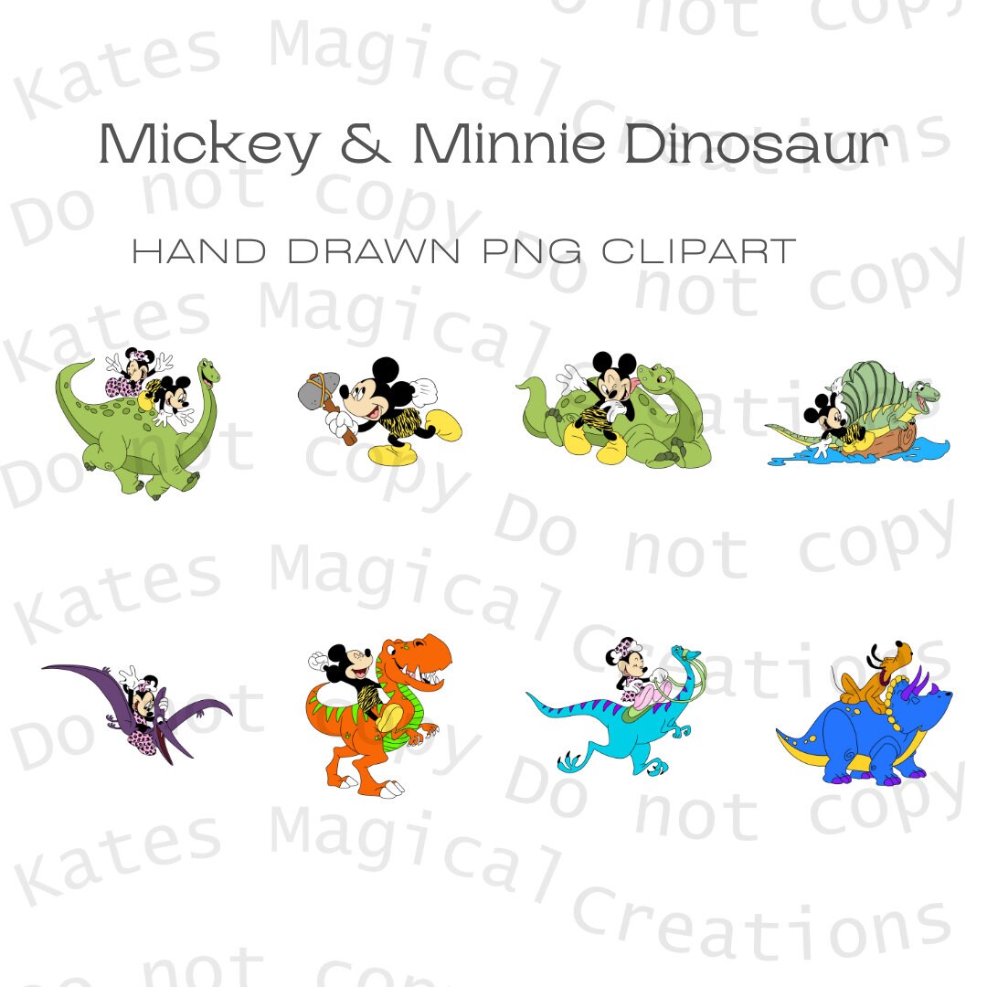 Mickey Dinosaur Hand Drawn Clipart - Etsy