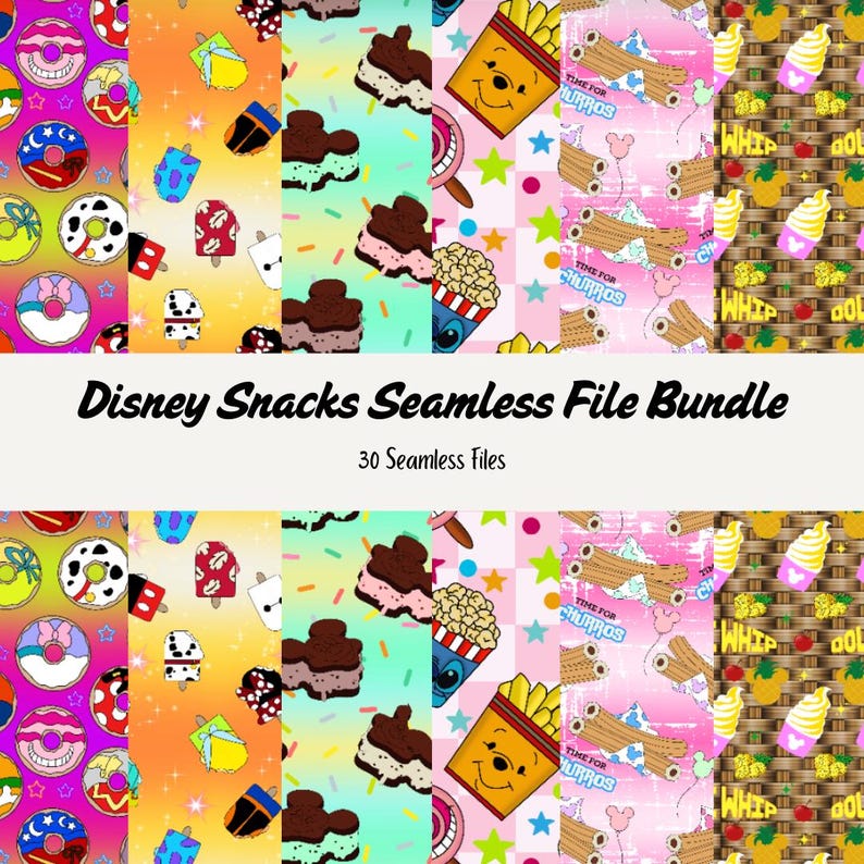 Disney Snacks Seamless File Bundle - Etsy