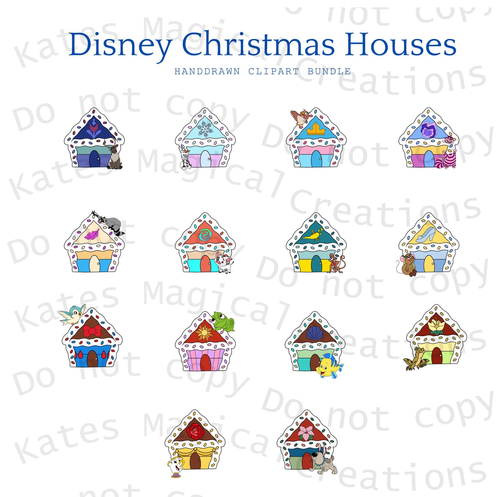 Disney Princess Houses Hand Drawn Clipart - Etsy