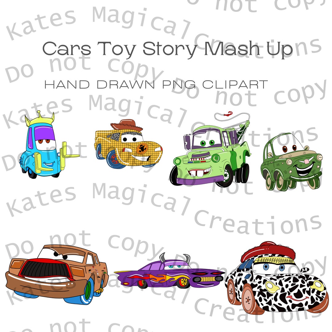 Cars Toy Story Mash up Hand Drawn Clipart - Etsy