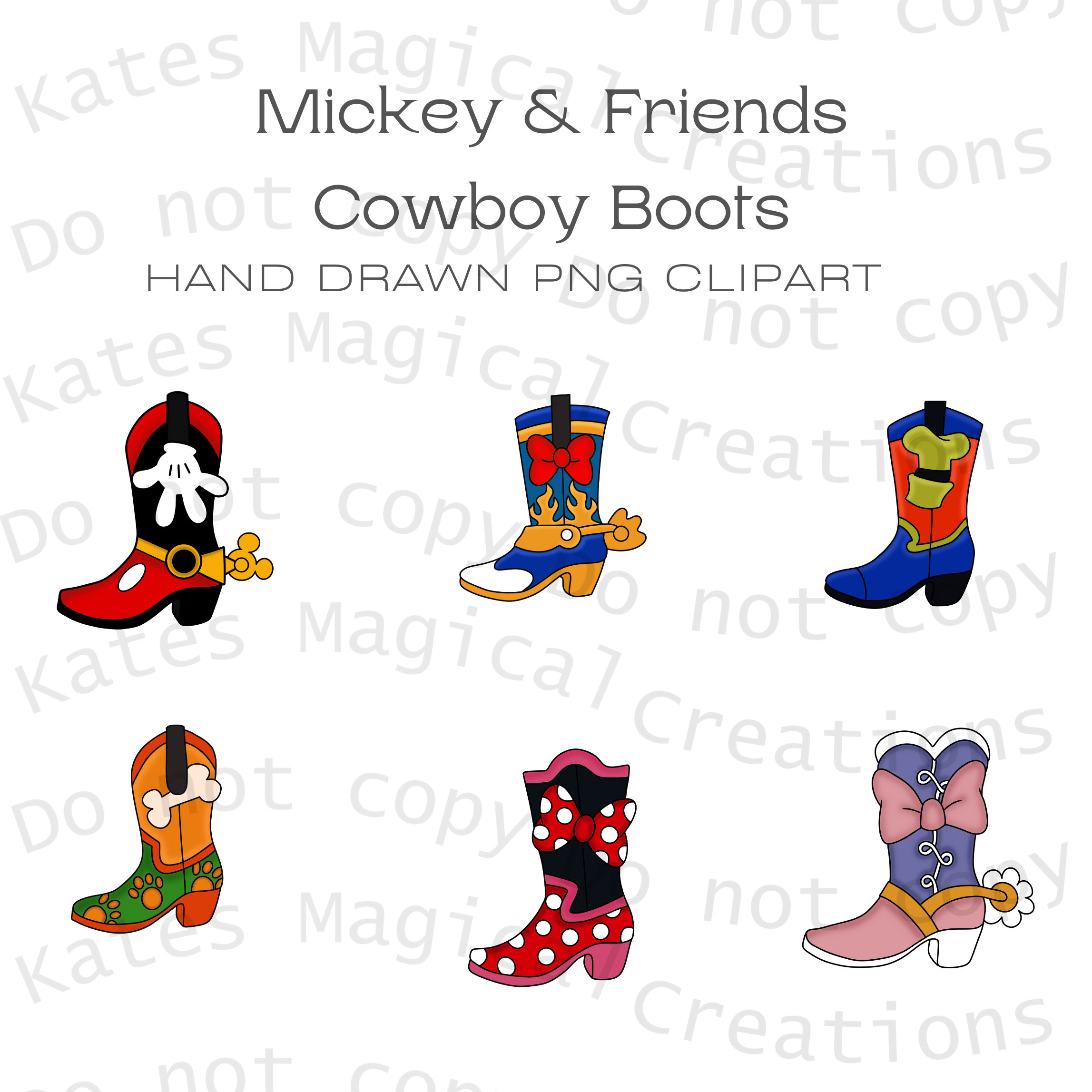 Mickey Boots Hand Drawn Clipart - Etsy
