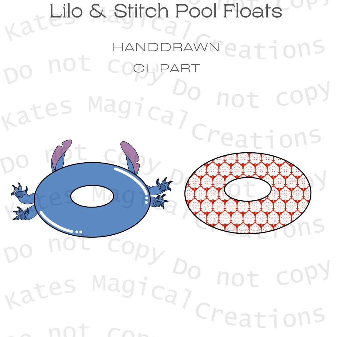 Lilo & Stitch Pool Floats Hand Drawn Clipart - Etsy