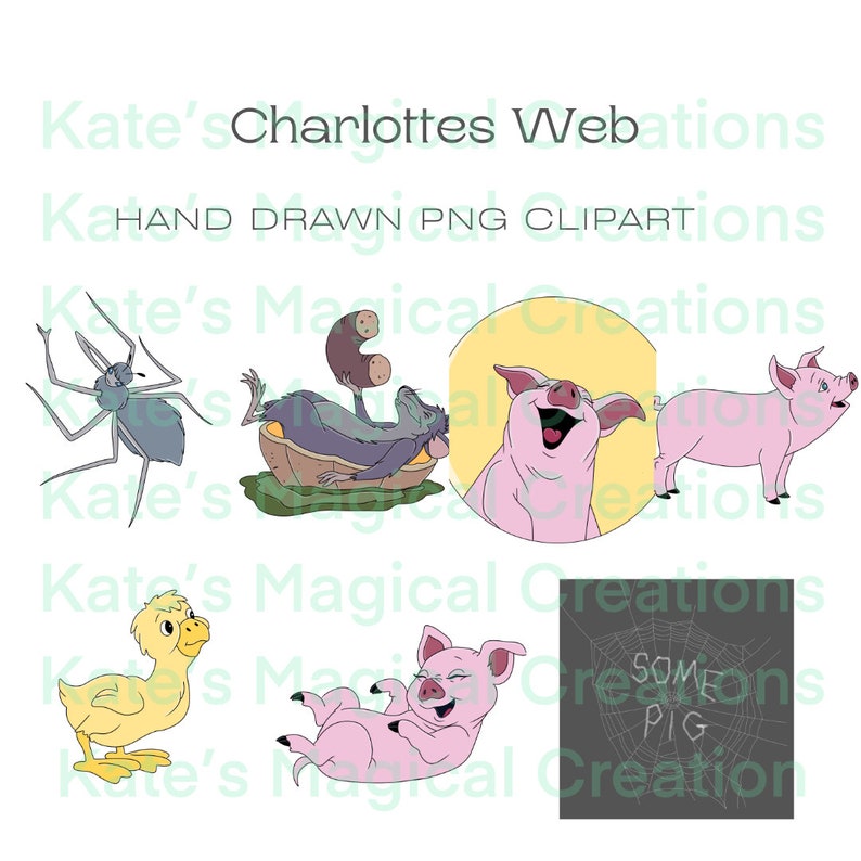 Charlottes Web Hand Drawn Clipart - Etsy