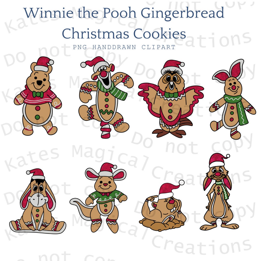 Winnie the Pooh Gingerbread Cookies Hand Drawn Clipart - Etsy