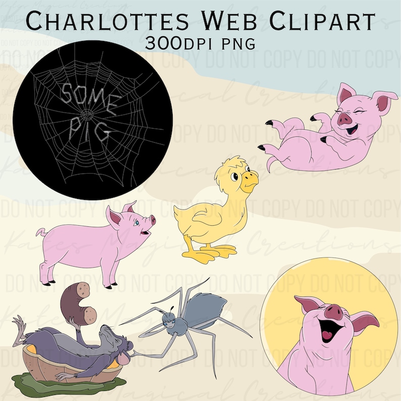 Charlottes Web Hand Drawn Clipart - Etsy