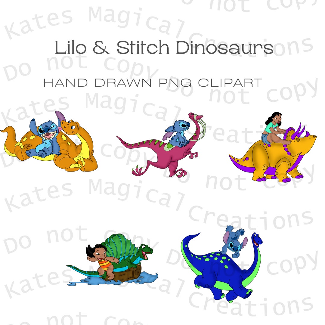 Stitch Dinosaurs Hand Drawn Clipart - Etsy