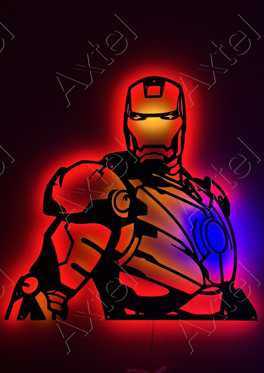 Ironman, Cartoon Character, Metal LED Sign, Wall Art, Ironman Arc ...