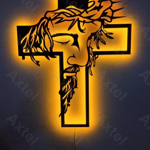Cross, Jesus Metal Led Wall Art, Blessed Cross Metal Wall Art, LED ...