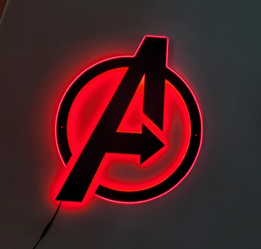 Avengers, Marvel, Metal Sign, Illuminated Sign, Mancave Decor ...