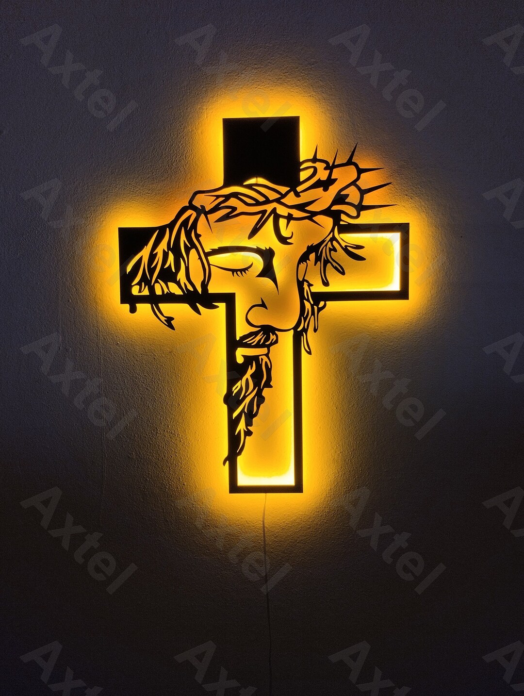Cross, Jesus Metal Led Wall Art, Blessed Cross Metal Wall Art, LED ...