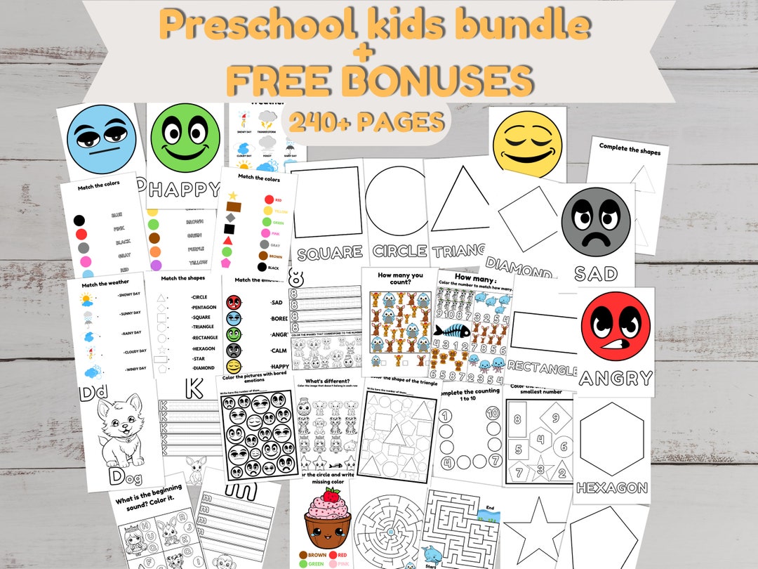 Preschool Pre-k Kindergarten Activity Book 240 Page Activity Worksheets ...