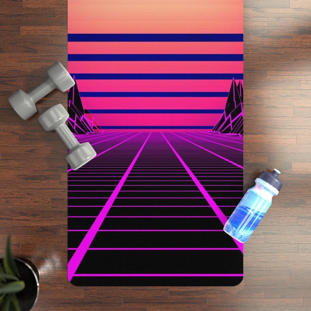 Cyberpunk Retrowave 80s Style Sunset Rubber Yoga Mat - Etsy