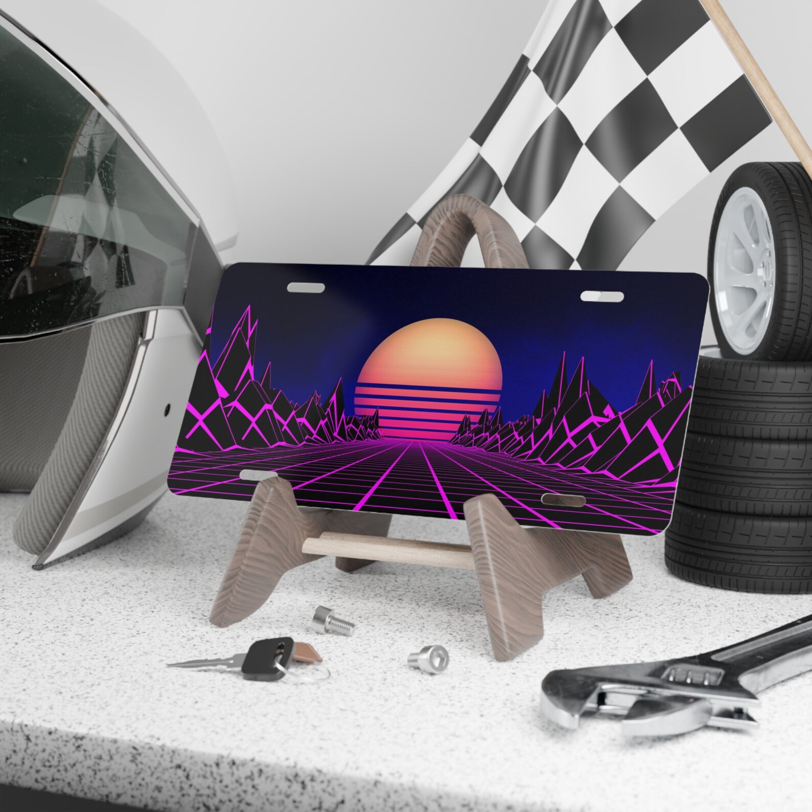 Synthwave Retrowave Cyberpunk Vaporwave 80s Style Sunset Vanity Plate ...