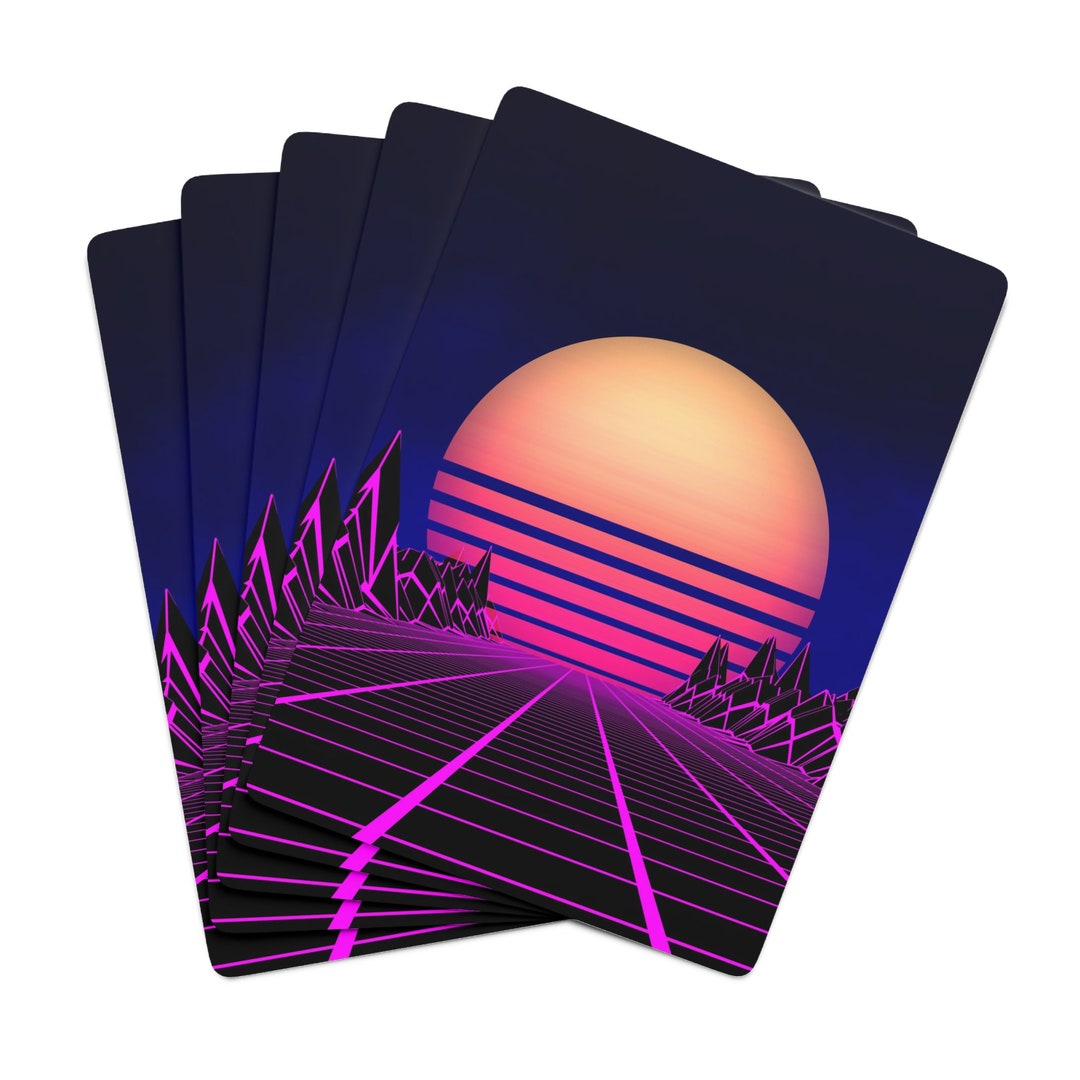 Cyberpunk Retrowave 80s Style Sunset Custom Poker Cards - Etsy