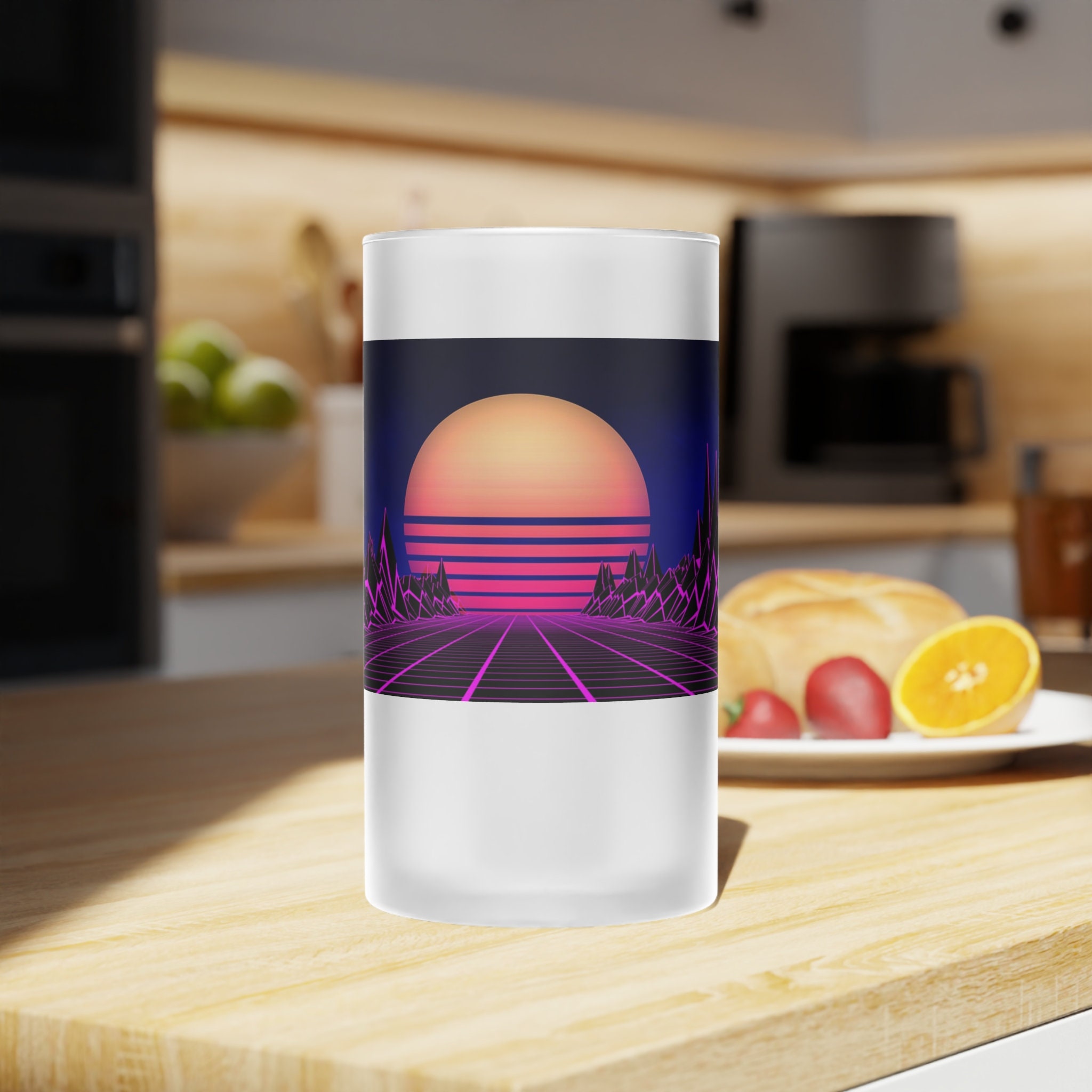 Cyberpunk Retrowave 80s Style Sunset Frosted Glass Beer Mug - Etsy