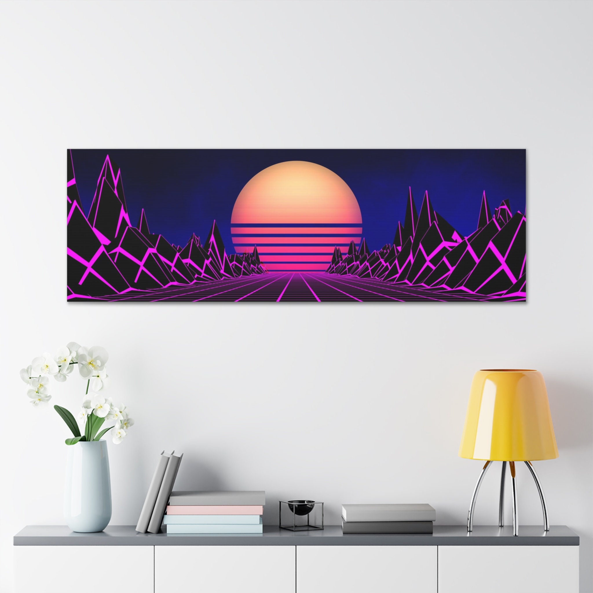 Synthwave Vaporwave Sunset Electronic 80s Aesthetic Canvas Gallery ...