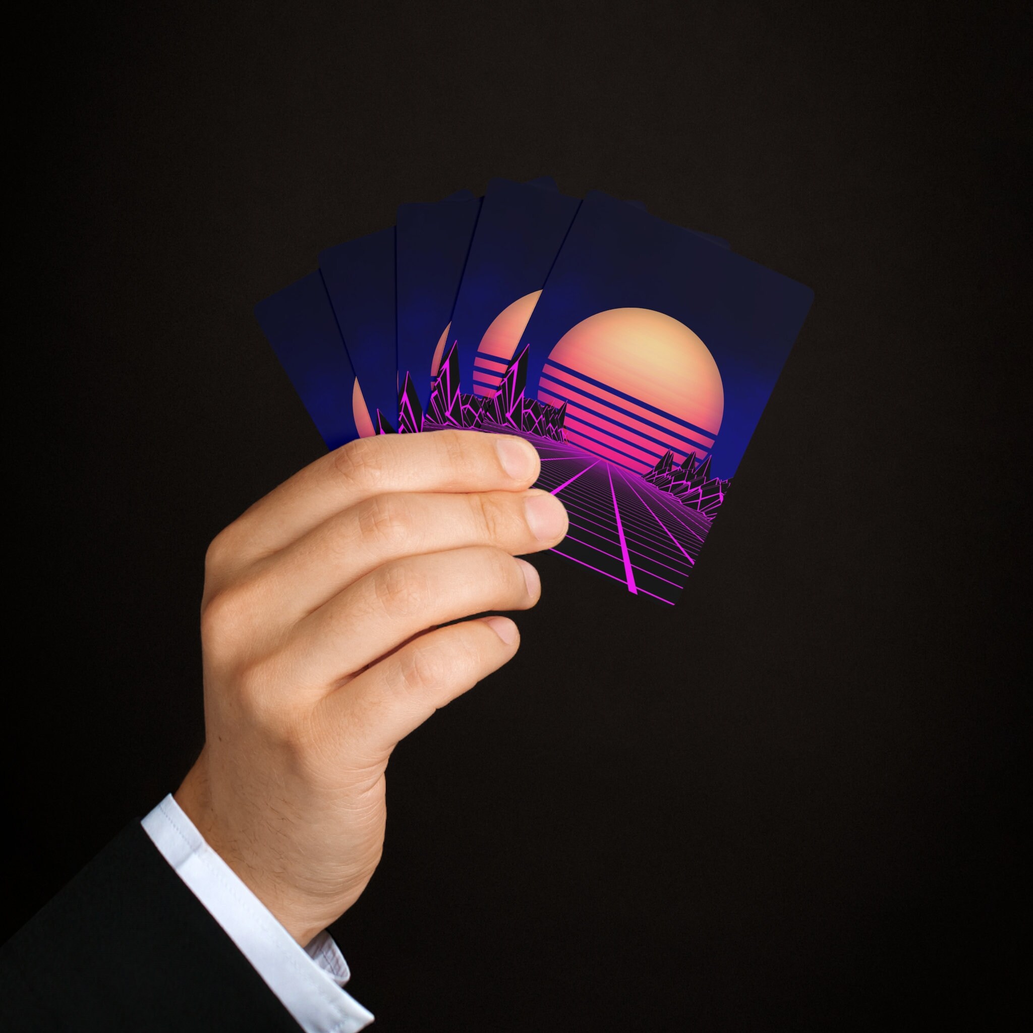 Cyberpunk Retrowave 80s Style Sunset Custom Poker Cards - Etsy