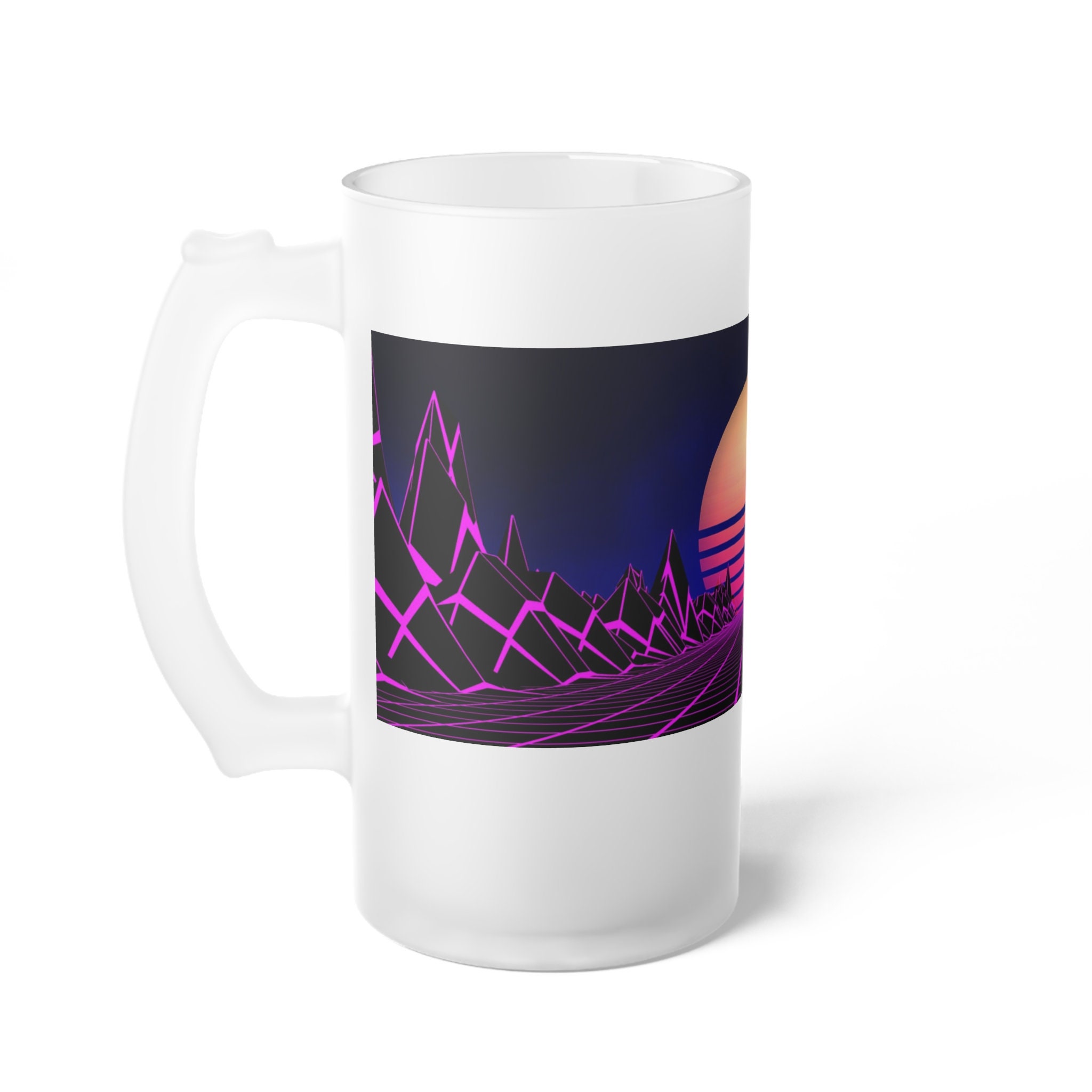 Cyberpunk Retrowave 80s Style Sunset Frosted Glass Beer Mug - Etsy