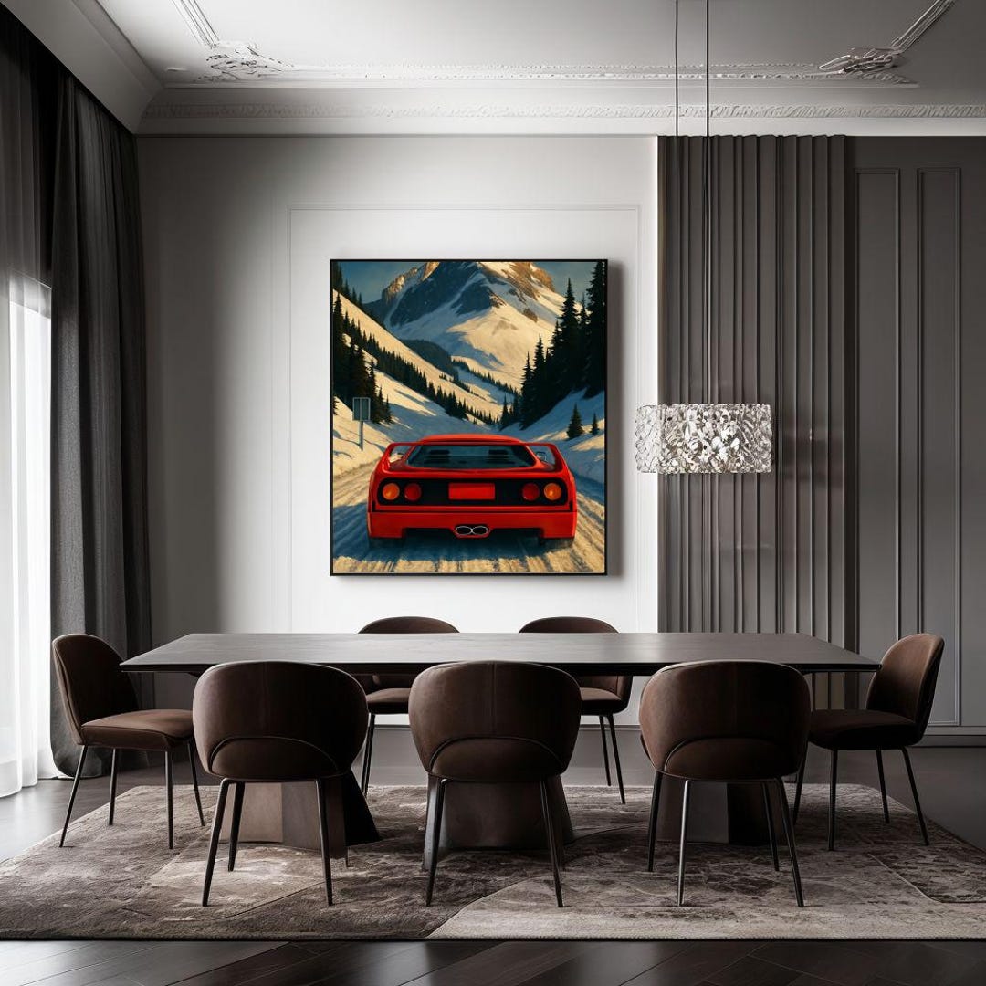 Ferrari F40 Wall Art | Red Supercar Poster | Mountain Road Car Print ...