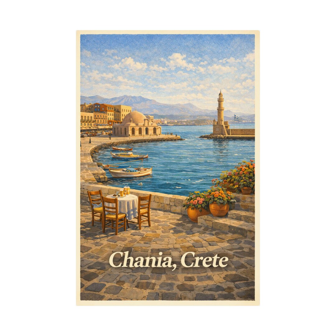 Chania, Crete Greece Travel Poster | Vintage Greek Island Wall Art - Etsy