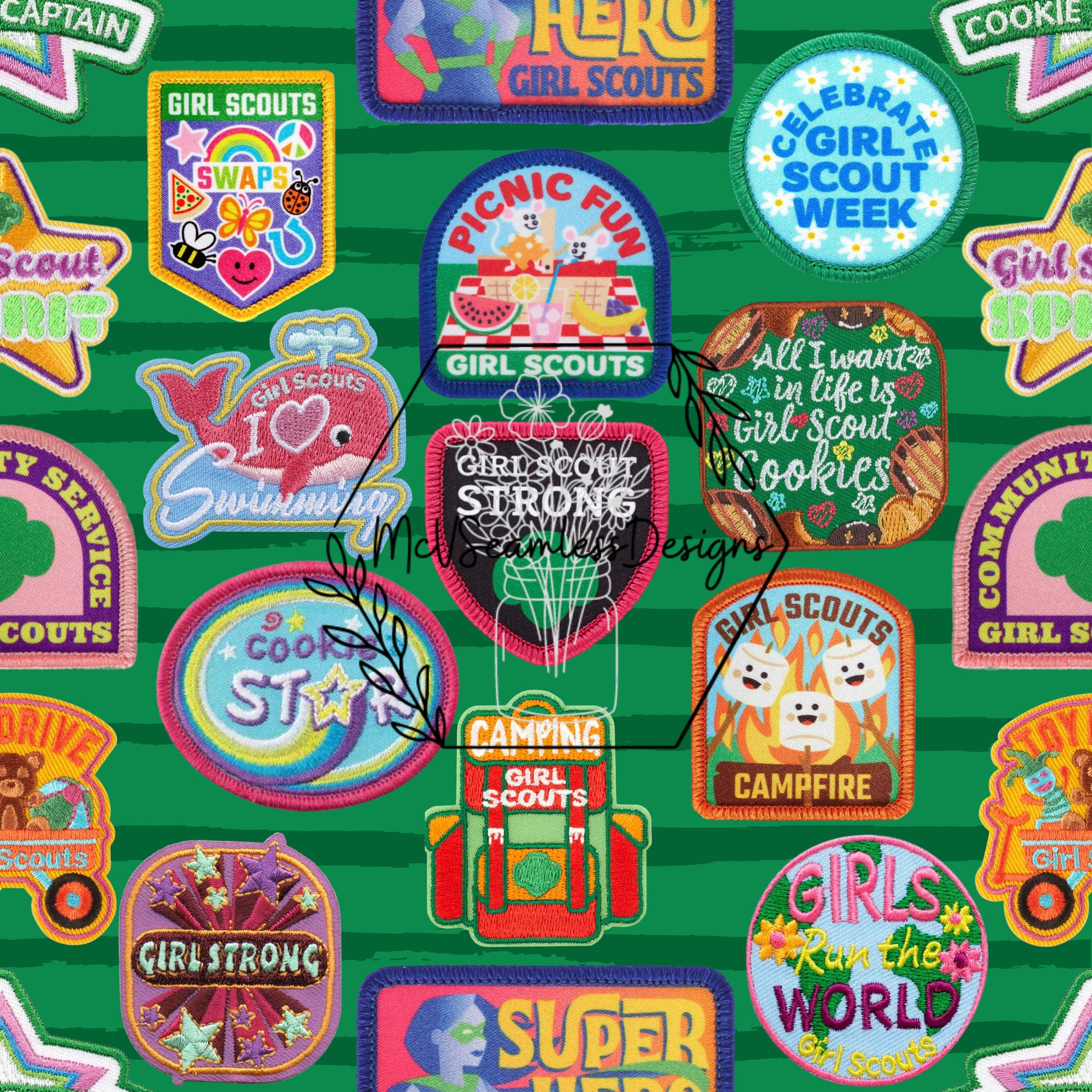 Girl Scout Patches Seamless Design File - Etsy