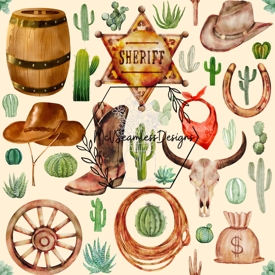 Western Seamless Design File - Etsy