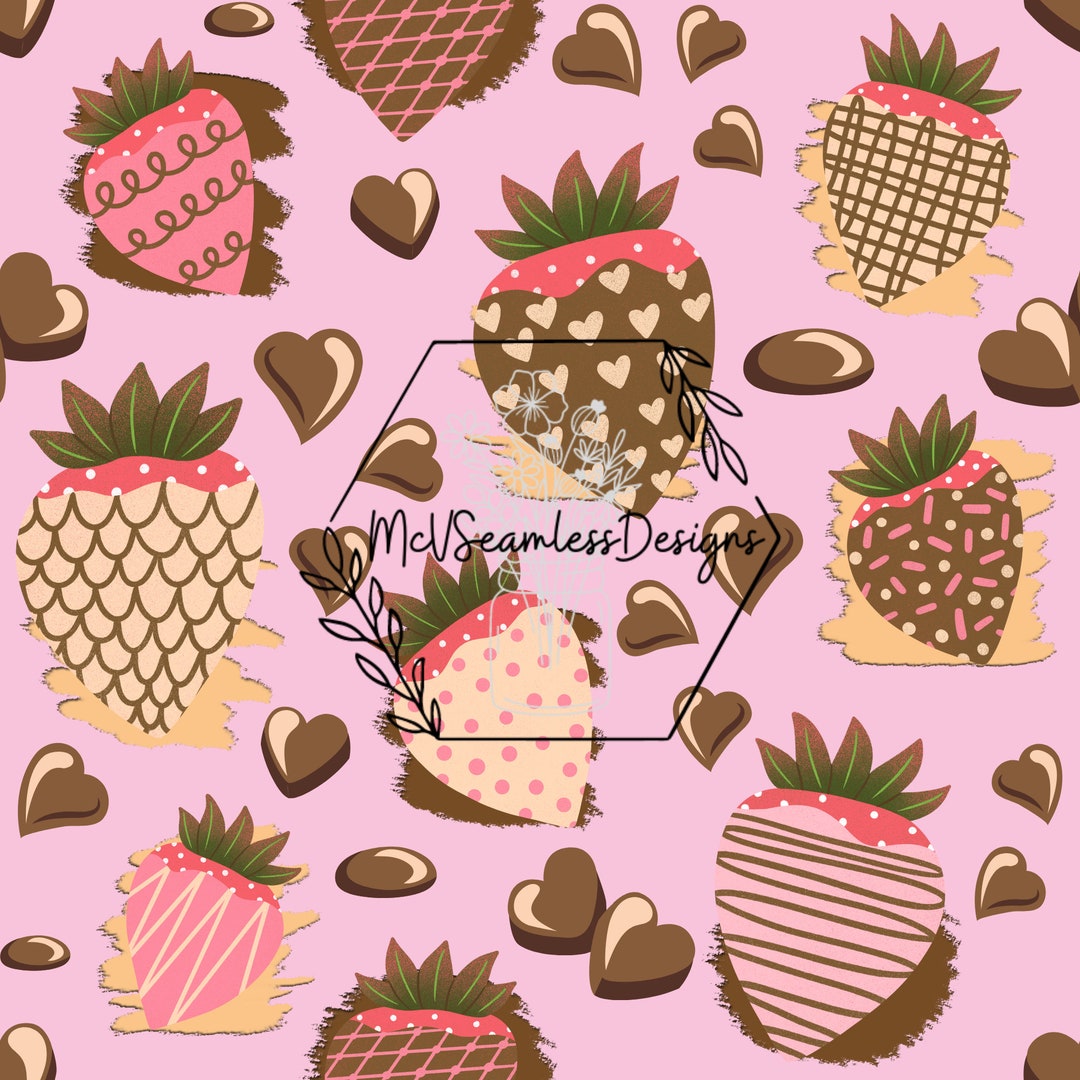Chocolate Covered Strawberries Seamless Design File - Etsy