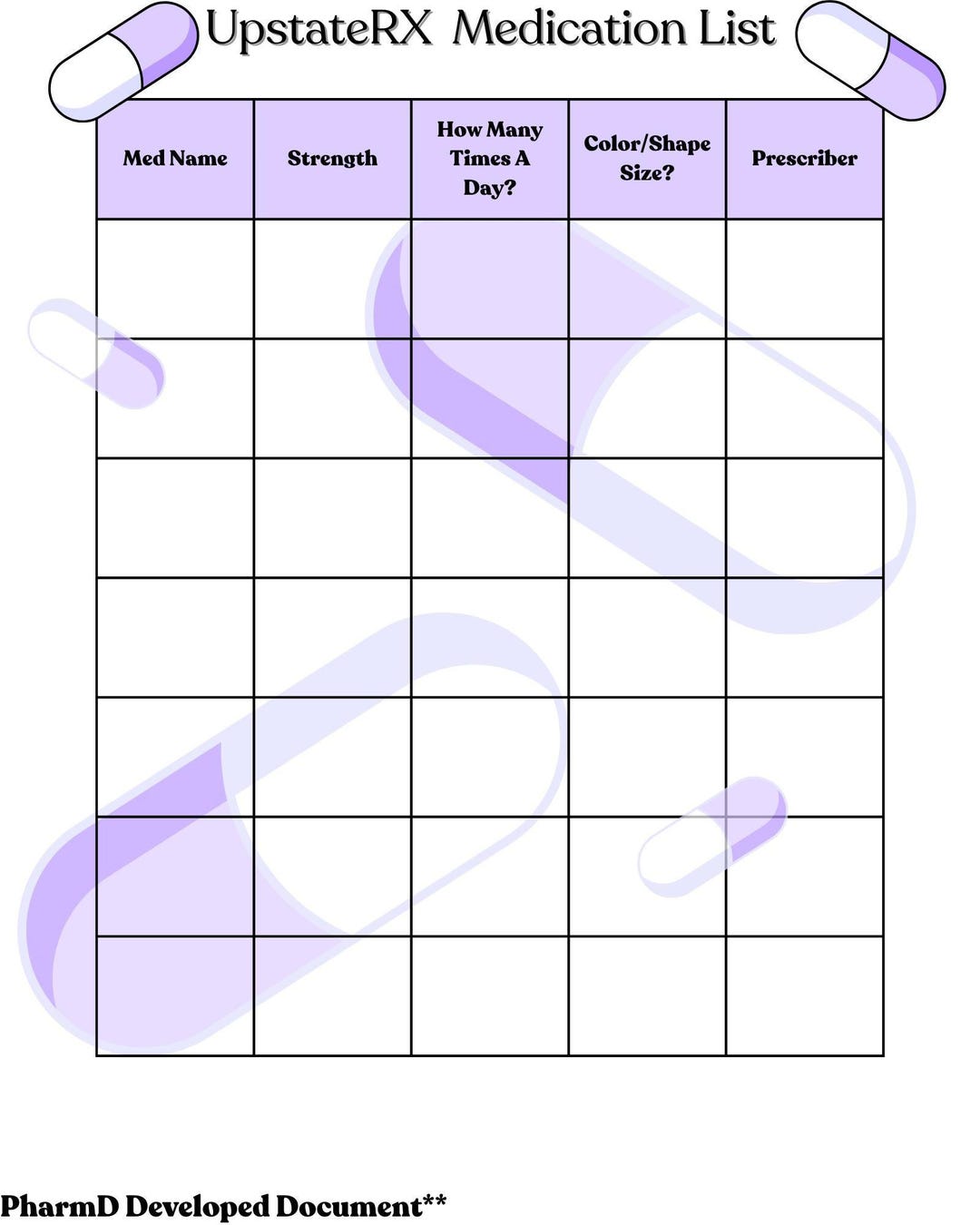 Personal Printable Medication List in Purple Pharmacist Developed - Etsy
