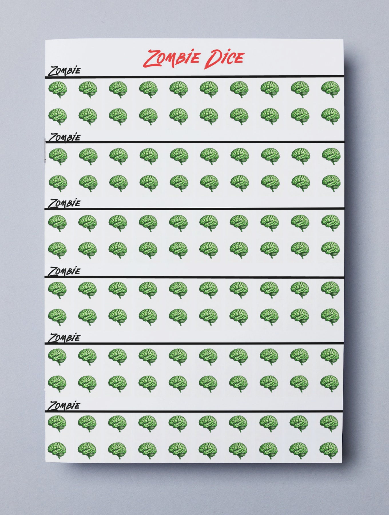 Printable Replacement Score Cards Compatible With Zombie Dice - A4 & US ...